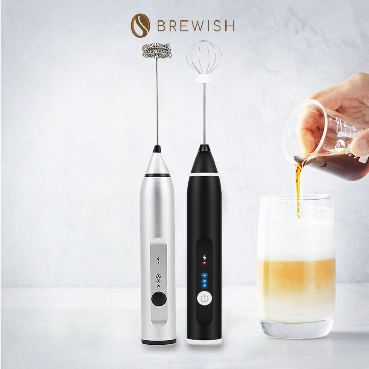 BREWISH 3 Speed Electric Milk Frother Rechargeable Bakery Egg Whisk ...