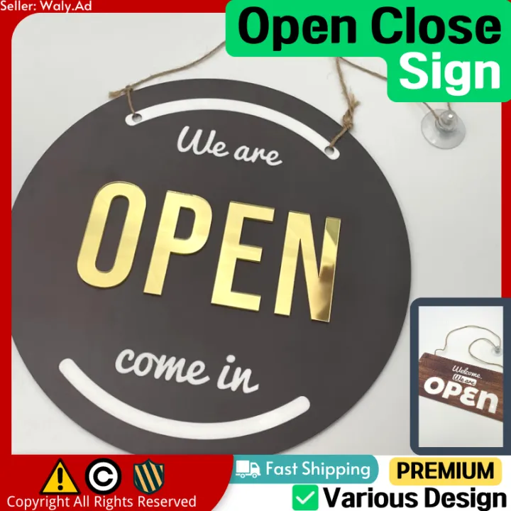 Open Closed Door Sign/Shop Signage/Papan Tanda Buka Tutup Acrylic Door ...