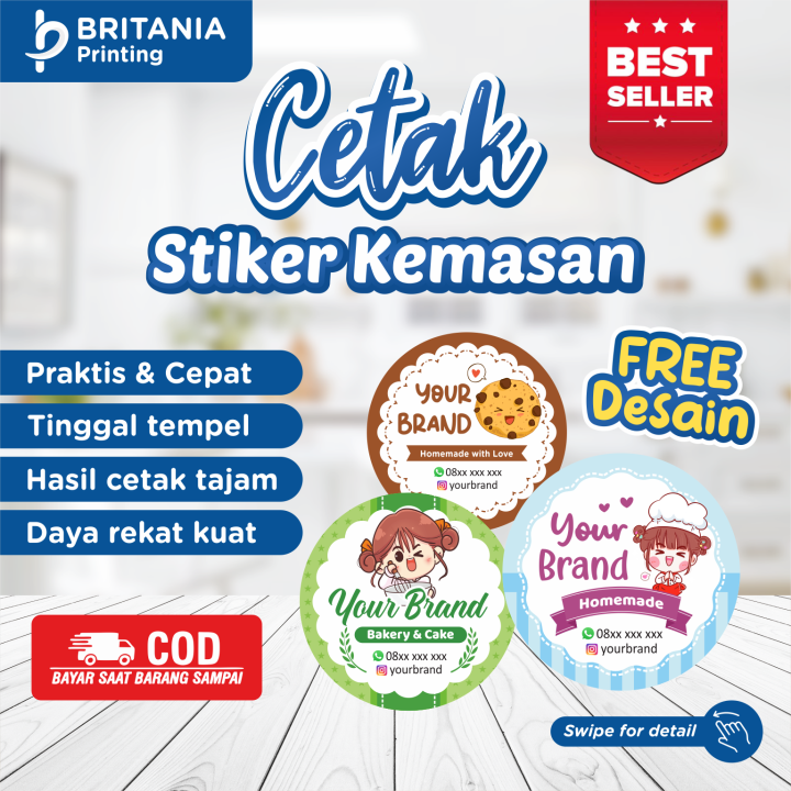 Cetak Stiker Label Produk Makanan / Stiker Label Logo Usaha Makanan ...