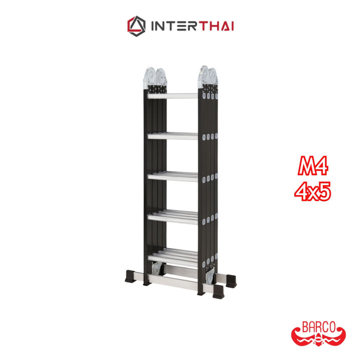 BARCO Aluminum Multi-Purpose Ladder (Black) Model M4 4x5 20 Steps 5.70 ...