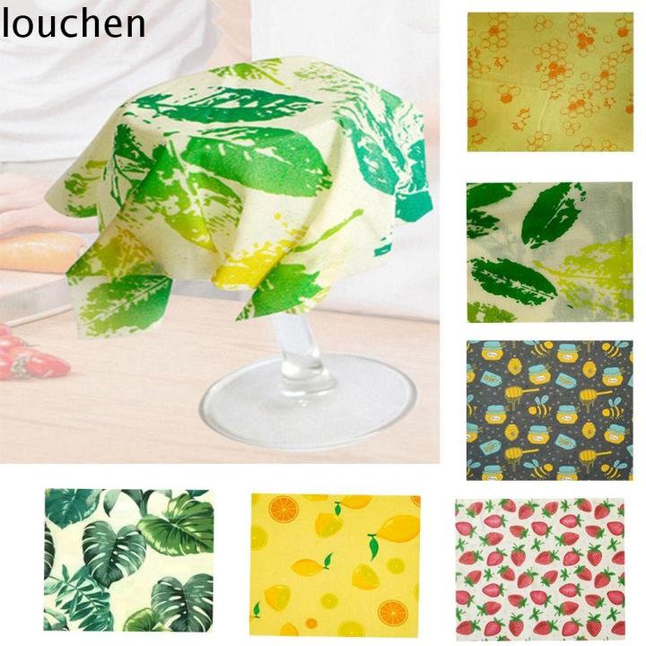 LOUCHEN ขี้ผึ้งผึ้งธรรมชาติ ห่ออาหารขี้ผึ้ง ห่อบีแว็กซ์ 3ชิ้นค่ะ ฝาครอบ ...