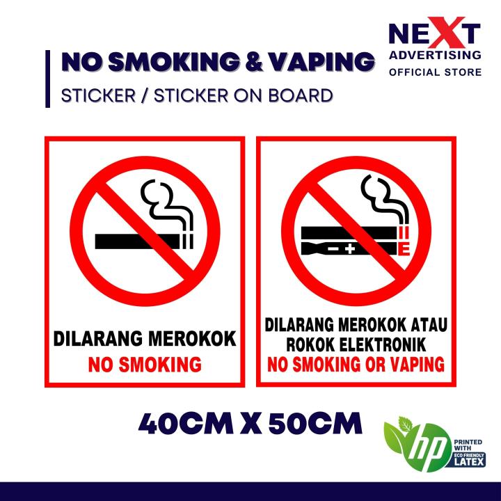 No Smoking or Vaping Signage | Sticker or Sticker on Board | Lazada