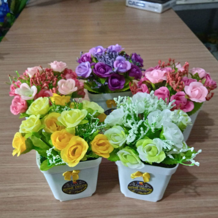 RANGKAIAN BUNGA MAWAR 21 POT KOTAK PLASTIK IMITASI RB6006 | Lazada ...