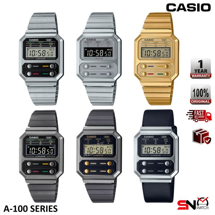 Casio A100WE A100WEF A100WEFG A100WEG A100WEGG Vintage Series Unisex Watch Fashion Sport Digital ...