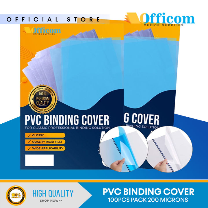 Officom PVC Binding Cover 100pcs A4 / Short / Long 200 Microns Clear ...