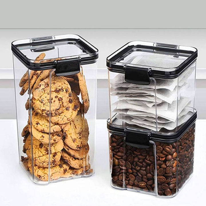 Square Transparent Airtight Premium Food Container Silicone-Sealed Lid ...