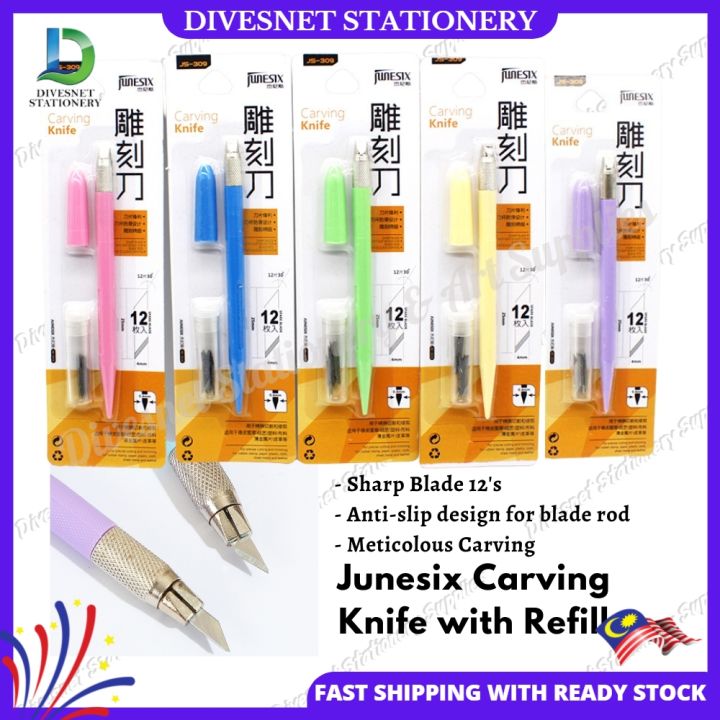 Junesix Carving Knife With Refills (25mm x 4mm 12's) #309 Art Knife ...