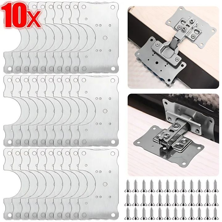 10Sets Stainless Steel Hinge Repair Plate Cabinet Furniture Hinges ...