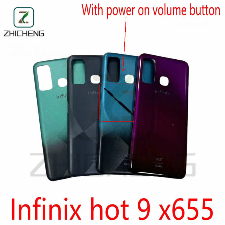 สำหรับ Infinix Hot 9 X655ฝาประตูแบตเตอรี่พร้อมปุ่มปรับระดับเสียงข้างบน ...