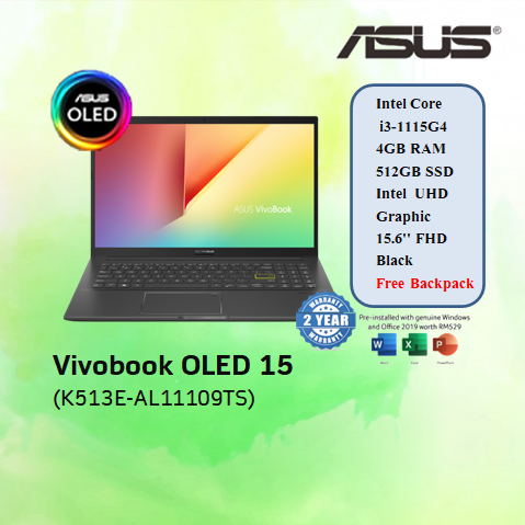 ASUS VIVOBOOK OLED 15 K513E-AL11109TS 15.6" FHD LAPTOP ( Intel I3 ...