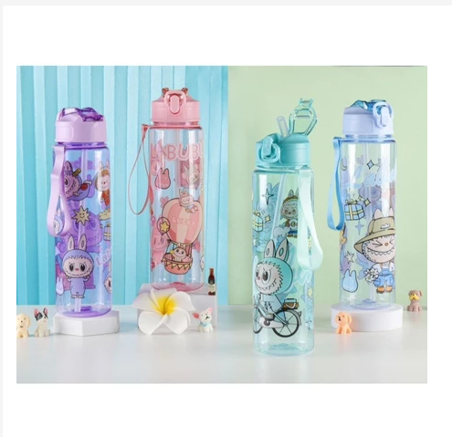 Botol Minum Labubu Viral Botol Minum Sedotan 800ml Tali pendek//botol ...