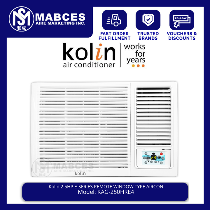 Kolin 2.5HP E-Series Window Type Airconditioner Non-Inverter w/ Remote ...