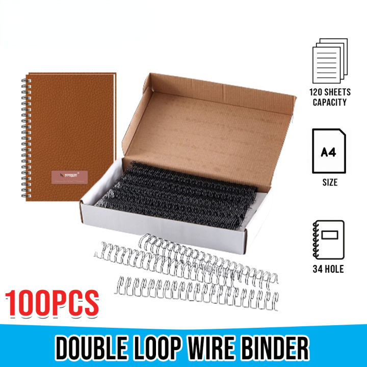 100pcs Double Loop Wire Binder A4 Size 34 Holes Metal 3:1 Pitch 120 ...