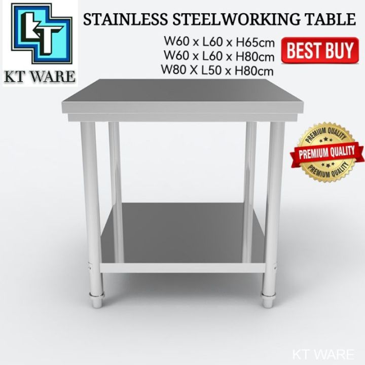 KT WARE 2 Tier Stainless Steel Kitchen Working Table Storage Rack Heavy ...