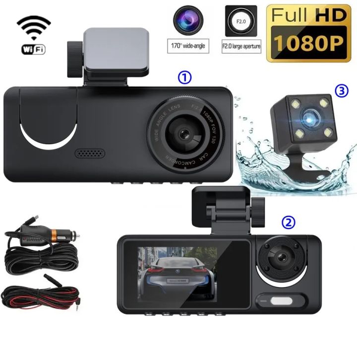 Dashcam Car Camera Full HD 1080P Video Recorder with 170° Wide Angle, 3 ...