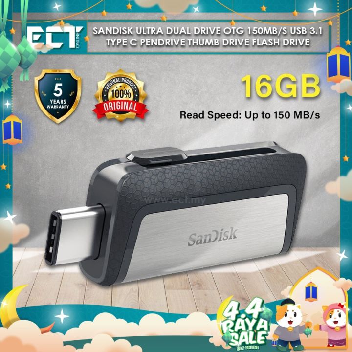 Sandisk Ultra Dual Drive OTG 16GB 32GB 64GB 128GB 256GB 150MB/s USB 3.1 Type C Pendrive Thumb ...