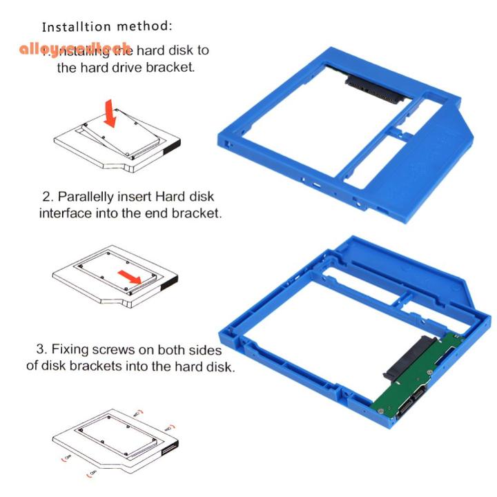 Universal 9.0mm 2nd HDD Caddy SSD Drive Bracket SATA 3.0 CD DVD Optical ...