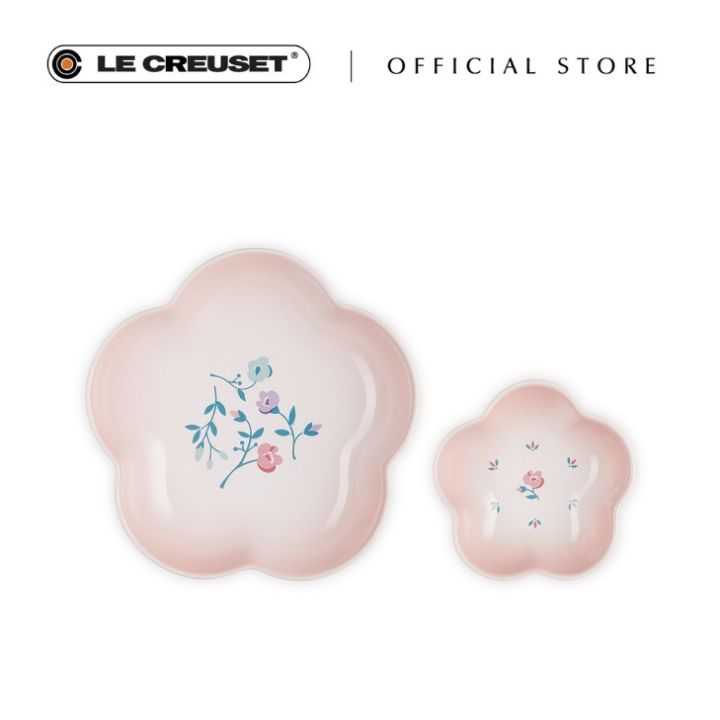 Le Creuset Stoneware Petite Fleur Flower Dish Set 12/20cm (Shell Pink ...