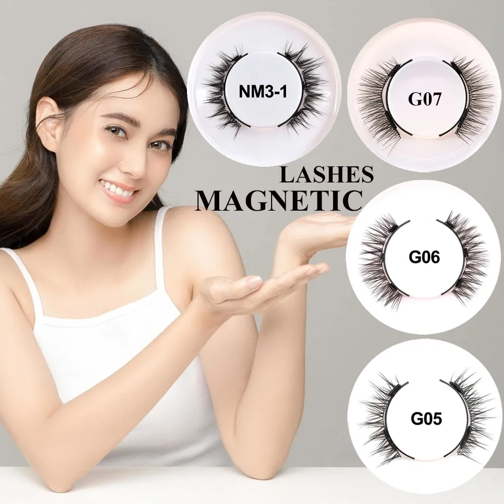 3D Magnetic False Eyelashes Natural Thick Soft Magnetic Lashes Glue ...