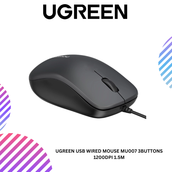 UGREEN USB WIRED MOUSE MU007 3BUTTONS 1200DPI 1.5M | Lazada