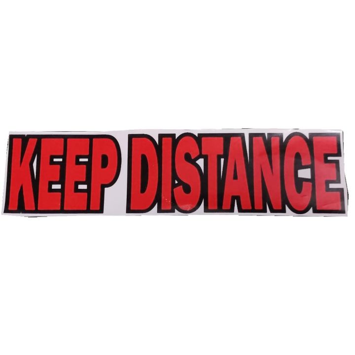 KEEP DISTANCE Sticker Vinyl Printed White Background Size 21cm x 4.5cm ...
