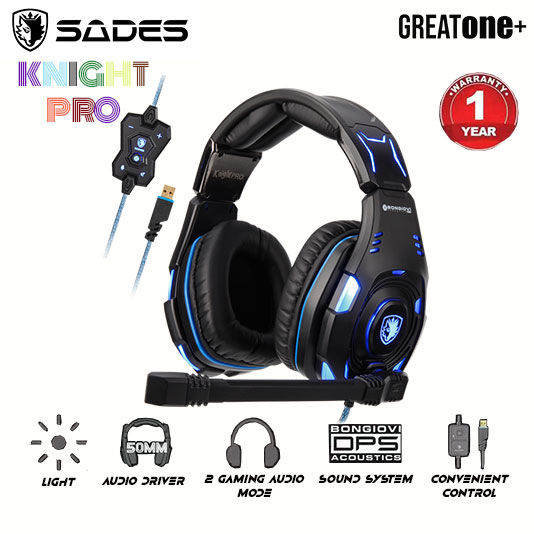 Sades Knight Pro Professional Gaming Headset [Audio Powered by Bongiovi ...