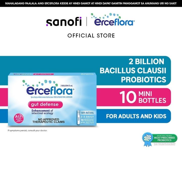Erceflora Gut Defense Probiotic Supplement 10 Mini Bottles x 5ml - For ...