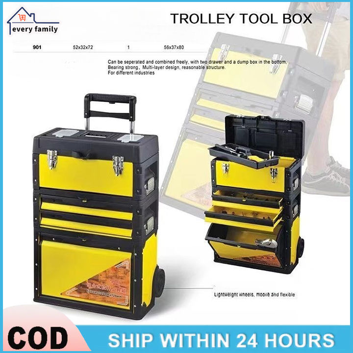 Multi Tool Box Trolley Type 3 in 1 Tool Box Toolbox W/ Wheels Hardware ...