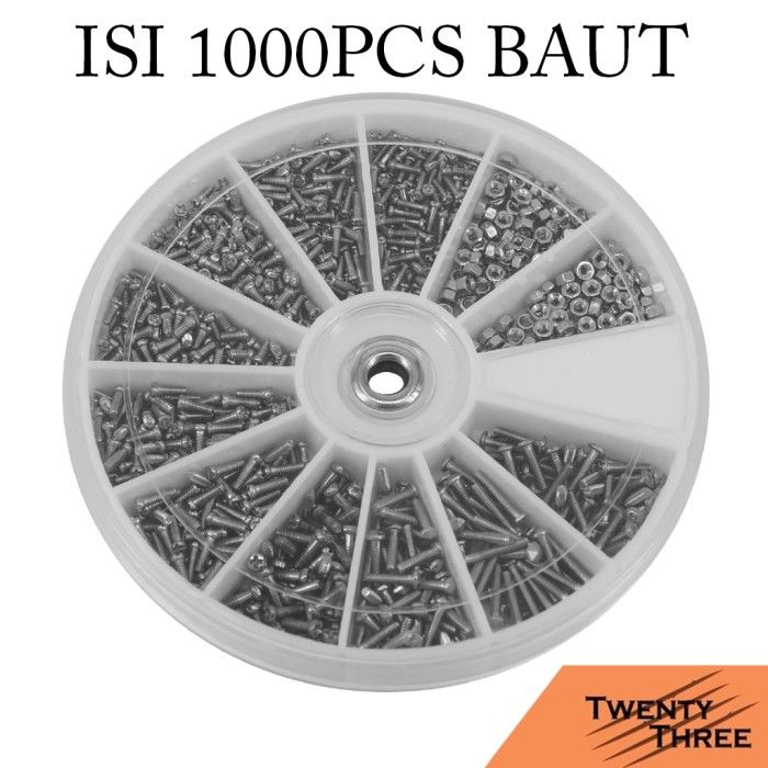 1000pcs baut sekrup skrup stainless bolt screw glasses kacamata jam ...