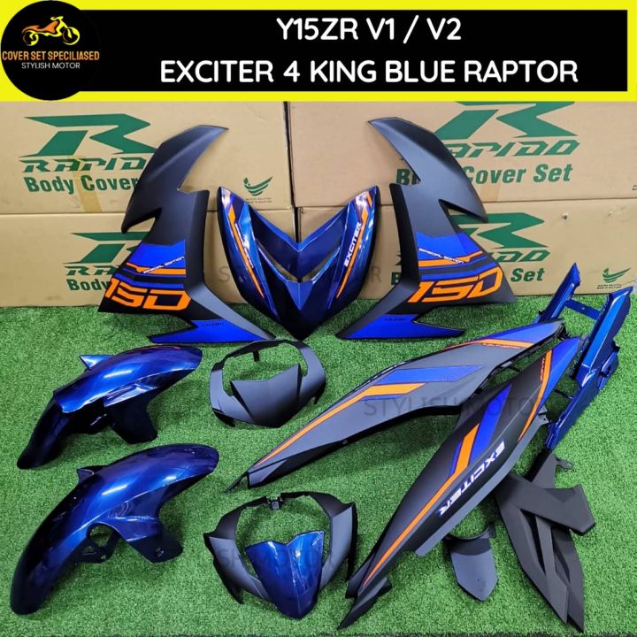 RAPIDO COVER SET Y15ZR V1/V2 EXCITER 4 KING BLUE RAPTOR (STICKER TANAM/AIRBRUSH) | Lazada