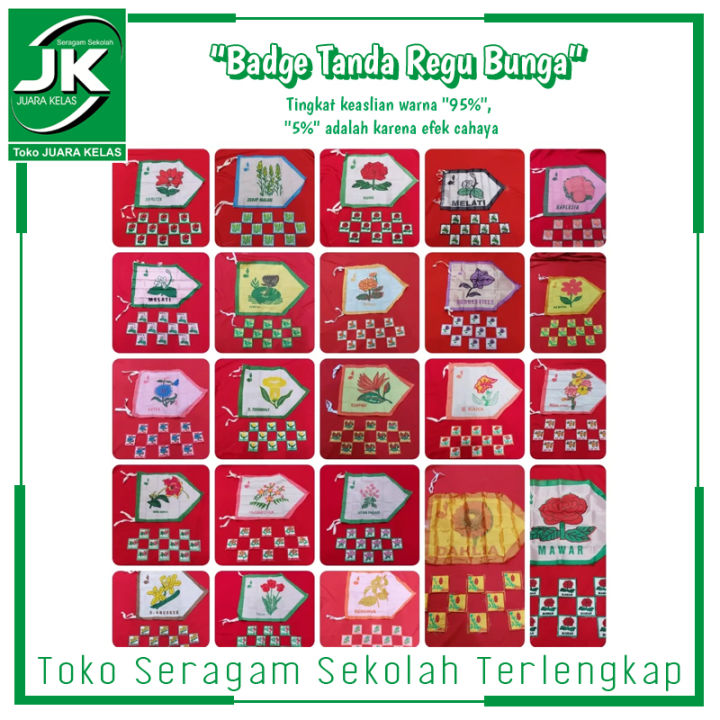 [JK] Badge Tanda Regu Bunga Set + Bendera - Nama Bunga Tanaman Pramuka ...