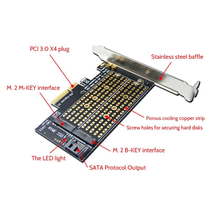 TECHCHIP-PCIE to M.2 NVME Adapter Riser Card Add on Cards M.2 Key Type ...