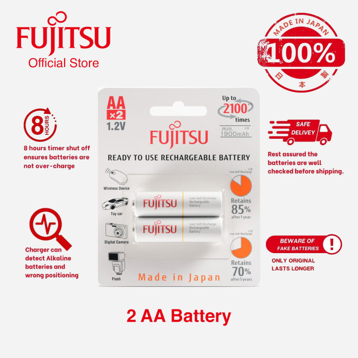 Fujitsu AA HR-3UTC (2B) TW (x2) 1.2V 1900mAh NiMH Low Self Discharge ...