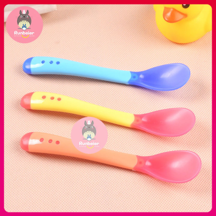 Runbeier Baby Silicone Spoon Temperature Heat Sensing Thermal Feeding ...