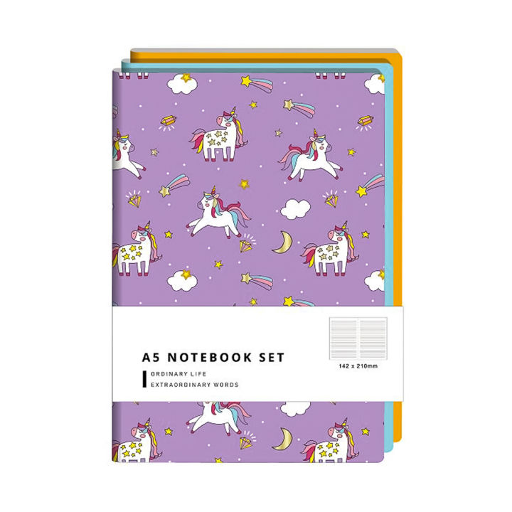 MINISO Unicorn Series A5 Stitchbound Book 3*28 SheetsRuled Paper ...