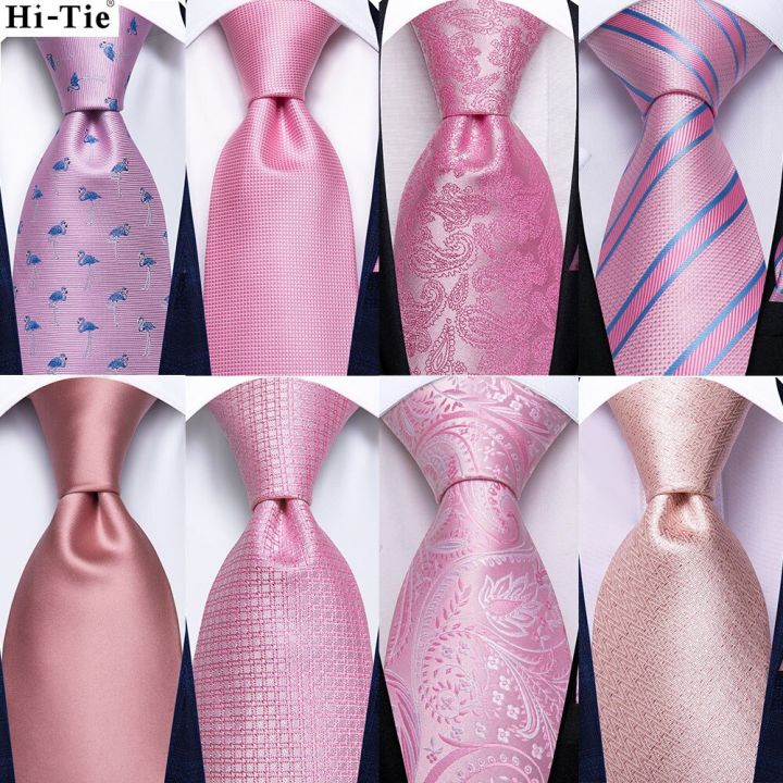 Hi-Tie Rose Peach Pink Solid Paisley Mens Silk Wedding Tie Fashion Design Necktie For Men ...