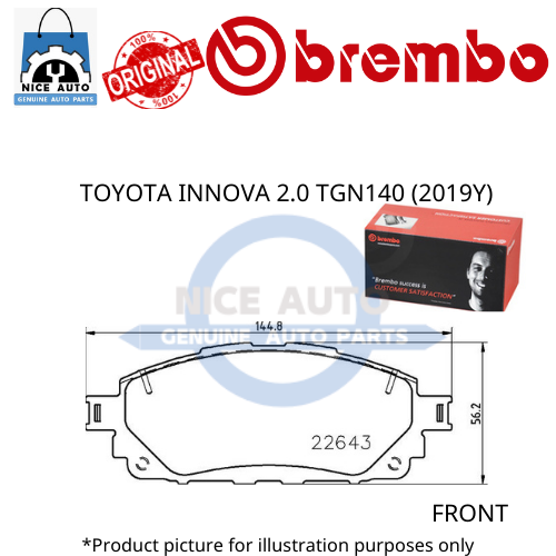 TOYOTA INNOVA 2.0 TGN140 (2019Y) (FRONT) DISC BRAKE PAD (1SET =4PCS ...