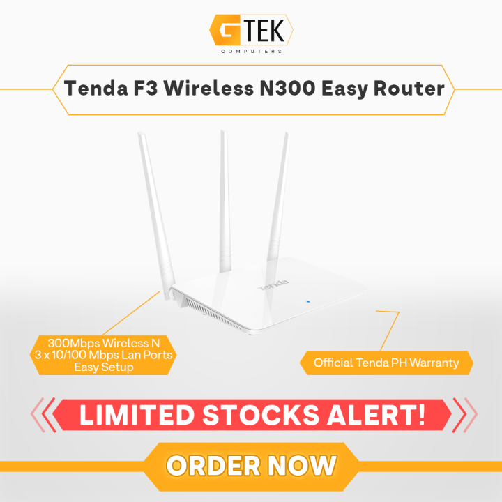 Tenda F3 300Mbps 10/100 Wireless N Router | Lazada PH