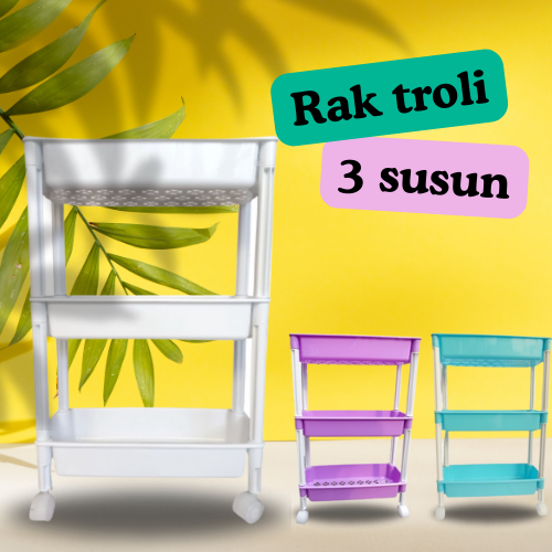 Rak Troli 3 Susun Roda Multifungsi Penyimpanan Portable Trolley Tingkat ...
