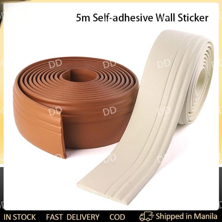 5m Self-adhesive Foam Baseboard Wall Sticker NBR Rubber Flexible Home ...