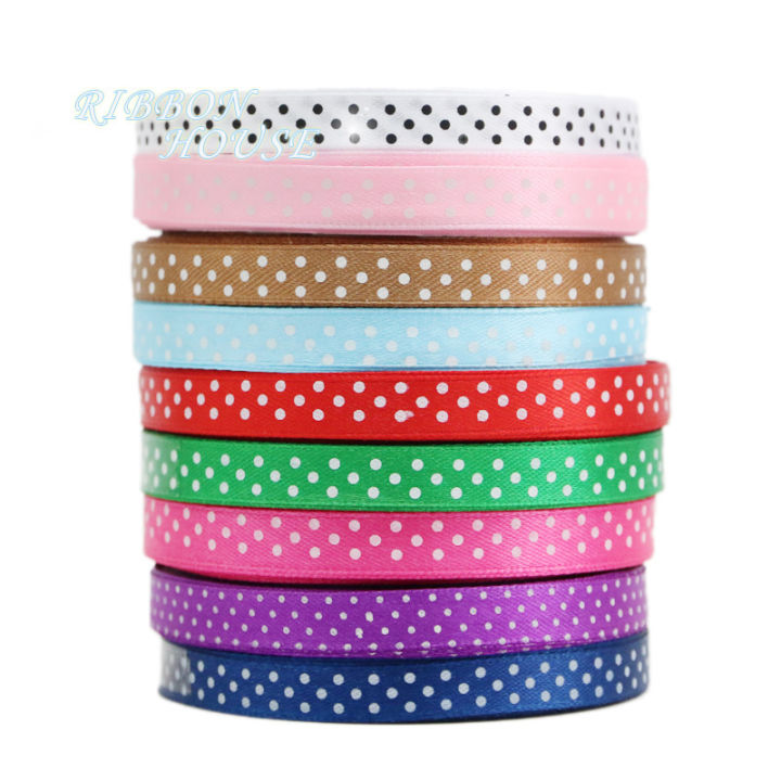 (25 yards/roll) 10mm dots printed cartoon satin ribbon gift wrap ...