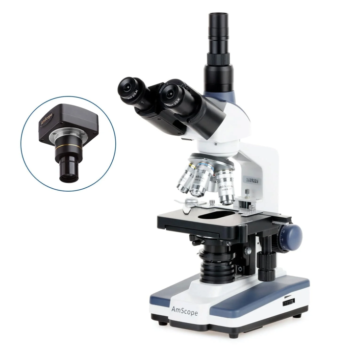 AmScope 40X-2000X Trinocular LED Compound Microscope w/ Siedentopf Head and 10MP USB 2.0 C-mount ...