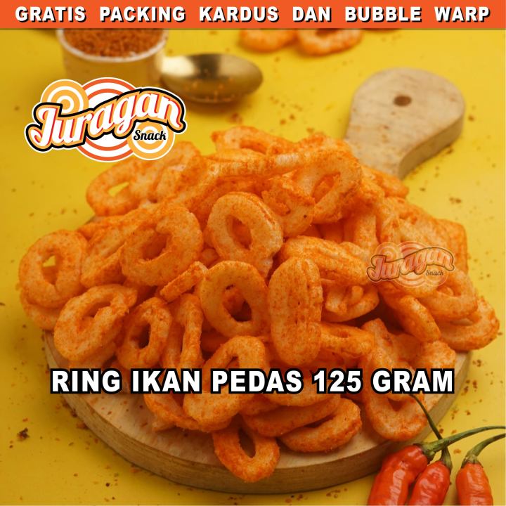 snack kiloan makanan ringan ring ikan pedas 125 gram cemilan camilan ...