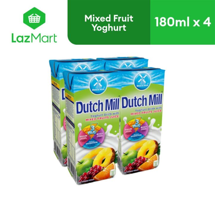 Dutch Mill UHT Yoghurt Drink Mixed Fruit 180ml x 4 brick | Lazada PH