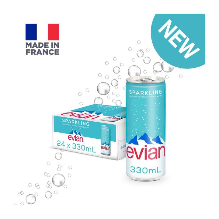 Evian Sparkling Carbonated Natural Mineral Water Can 24 x 330ml - Carton | Lazada Singapore