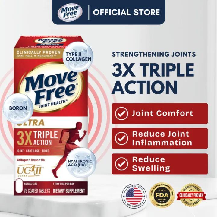 【BUY 3 FREE 1】Move Free Ultra 3x Triple Action with UC-II Joint ...