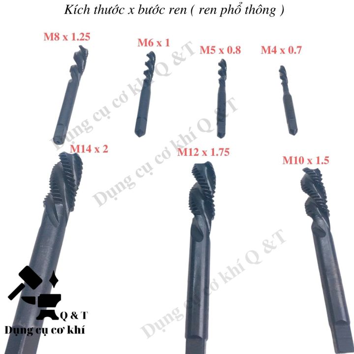 Taro ren trong , Mũi tạo ren xoắn thép gió hss đen từ m4 tới m14 ...