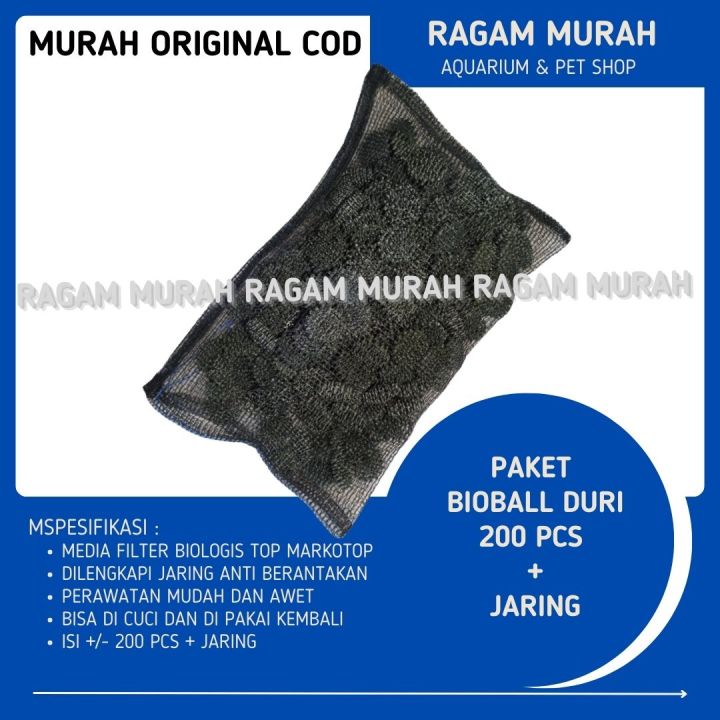 PAKET BIOBALL DURI SPIKE BIO BALL RAMBUT 200 PCS + JARING MEDIA FILTER ...