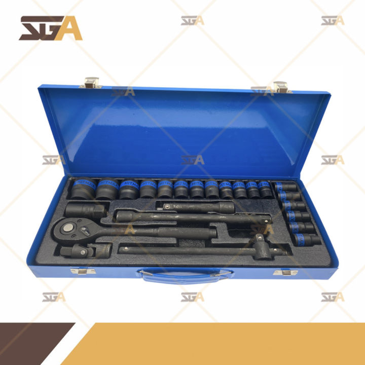24pcs SGA HITMAX Socket Wrench Set 6 P.T Chrome Vanadium Blue Ribbon ...
