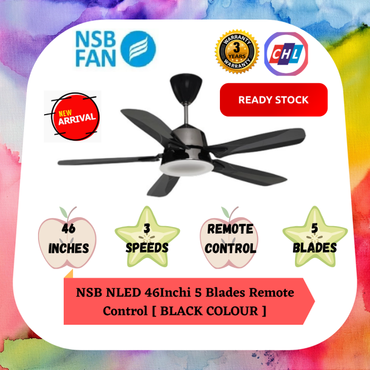 NSB N Deluxe 46''/56" Led Ceiling Fan With LED Light [ BLACK COLOUR ...